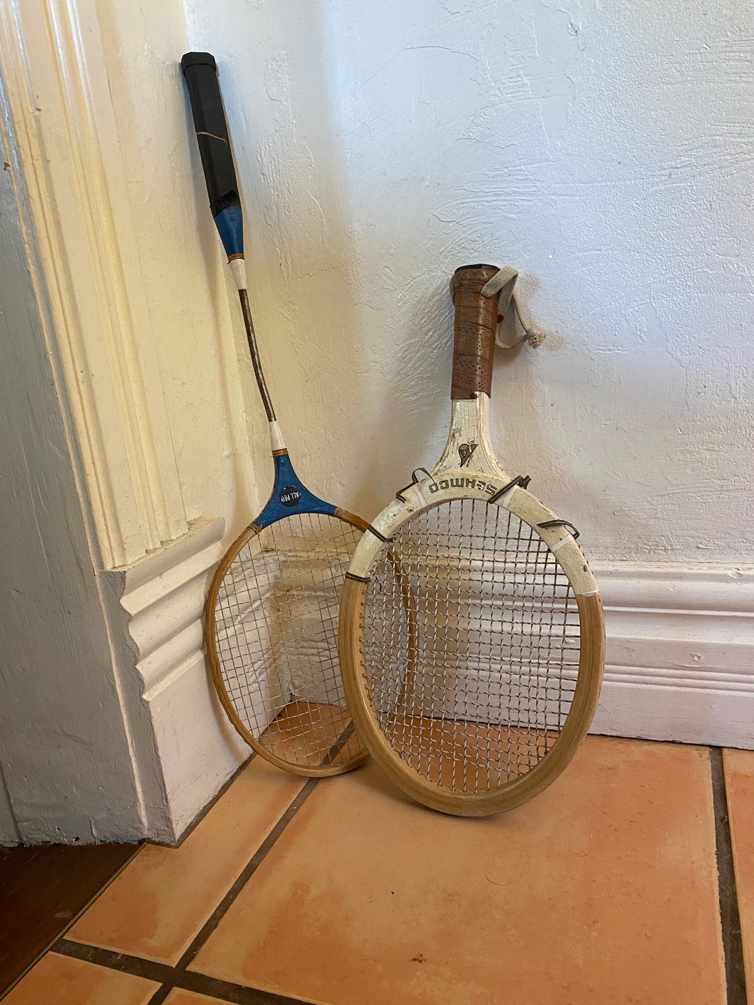 2 Wood Sports Racquets. Vintage Wood Racquetball/badminton Racquets ...