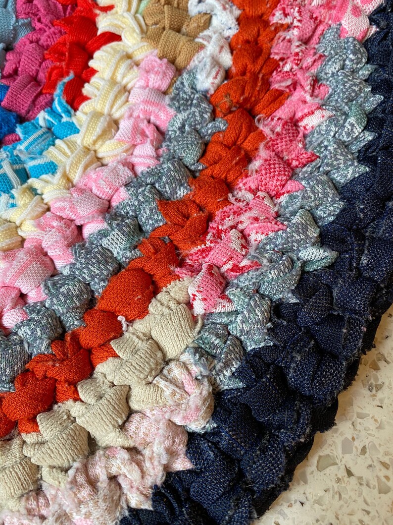 Colorful Rag Rug. Hand Crocheted Polyester Fabrics. 18 Inch - Etsy