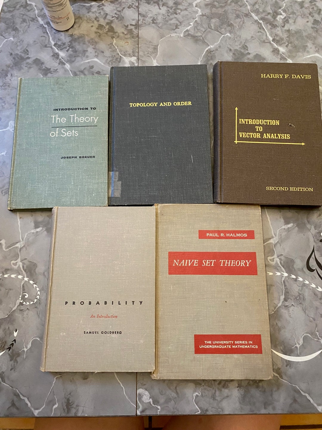 5 Old Math Textbooks. Vintage Probability, Naive Set, Topology, Order ...
