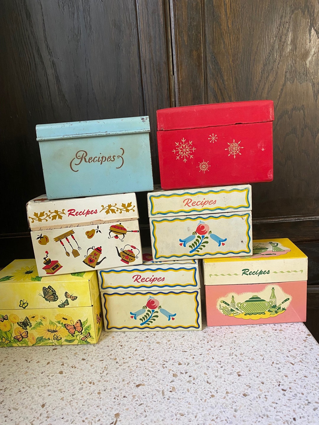 Vintage Metal Recipe Box. Retro Recipe Box W or W/out Recipes. Retro ...