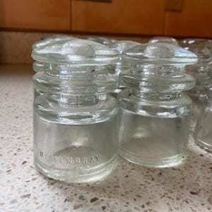 Clear Glass Phone Insulators. Hemingway Armstrong Insulators. Greenish ...