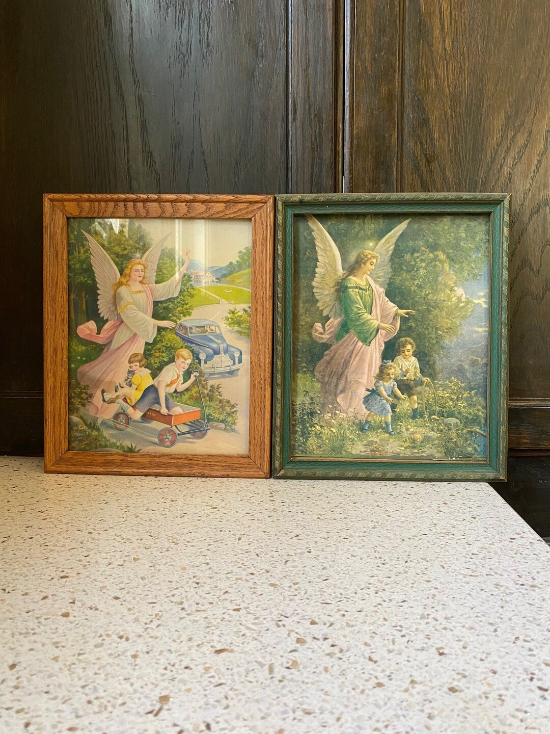 Guardian Angel Art. Guardian Angel Artwork Framed. Antique Child ...