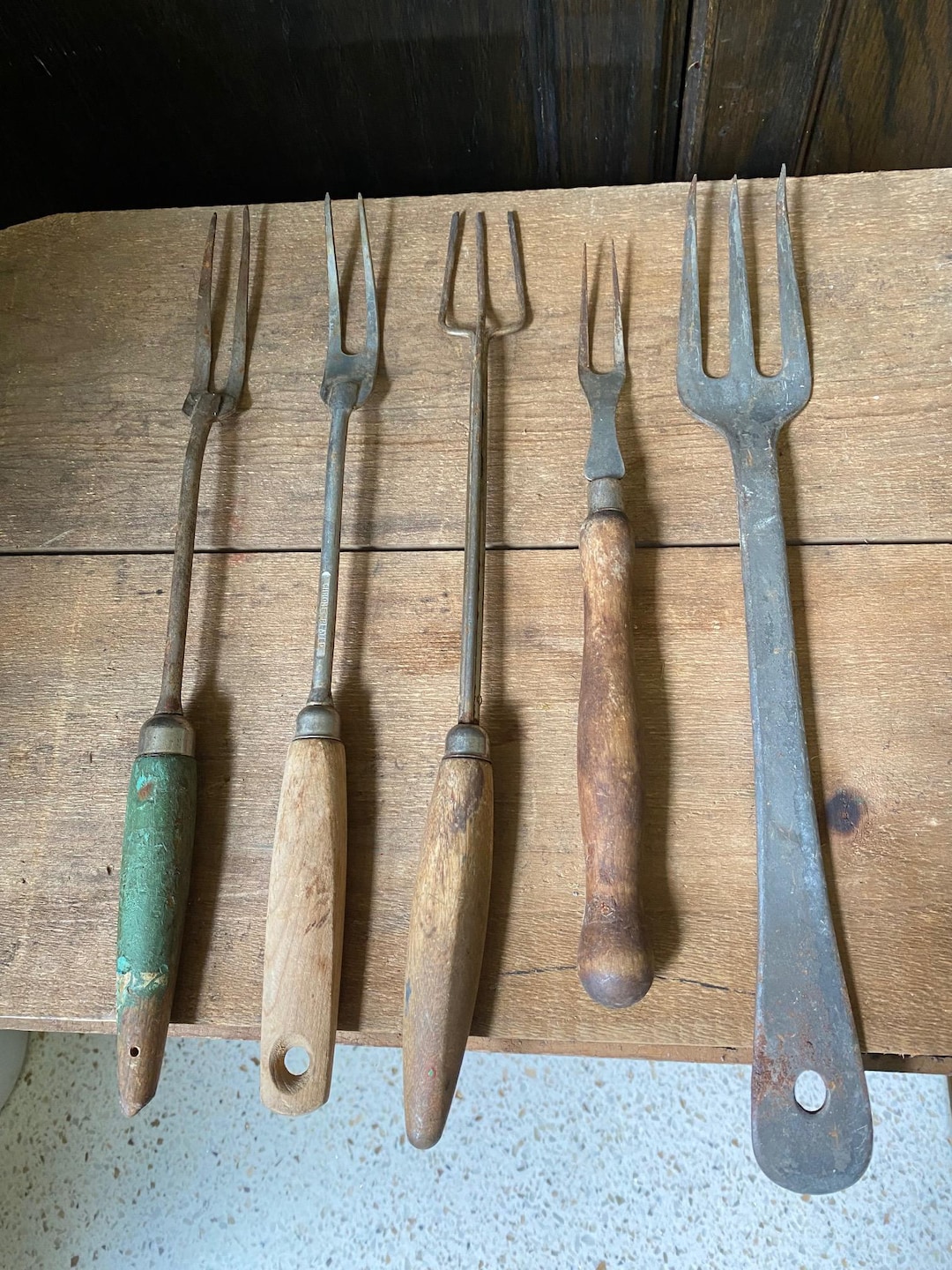 Old Cooking Fork/prongs. Old Kitchen Utensil. Distressed Wood Utensils ...