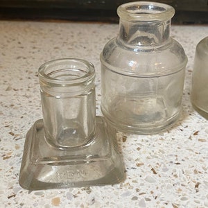 4 Old Ink Bottles. Sheaffer's Ink Bottle. Glass Fountain Pen Holder ...