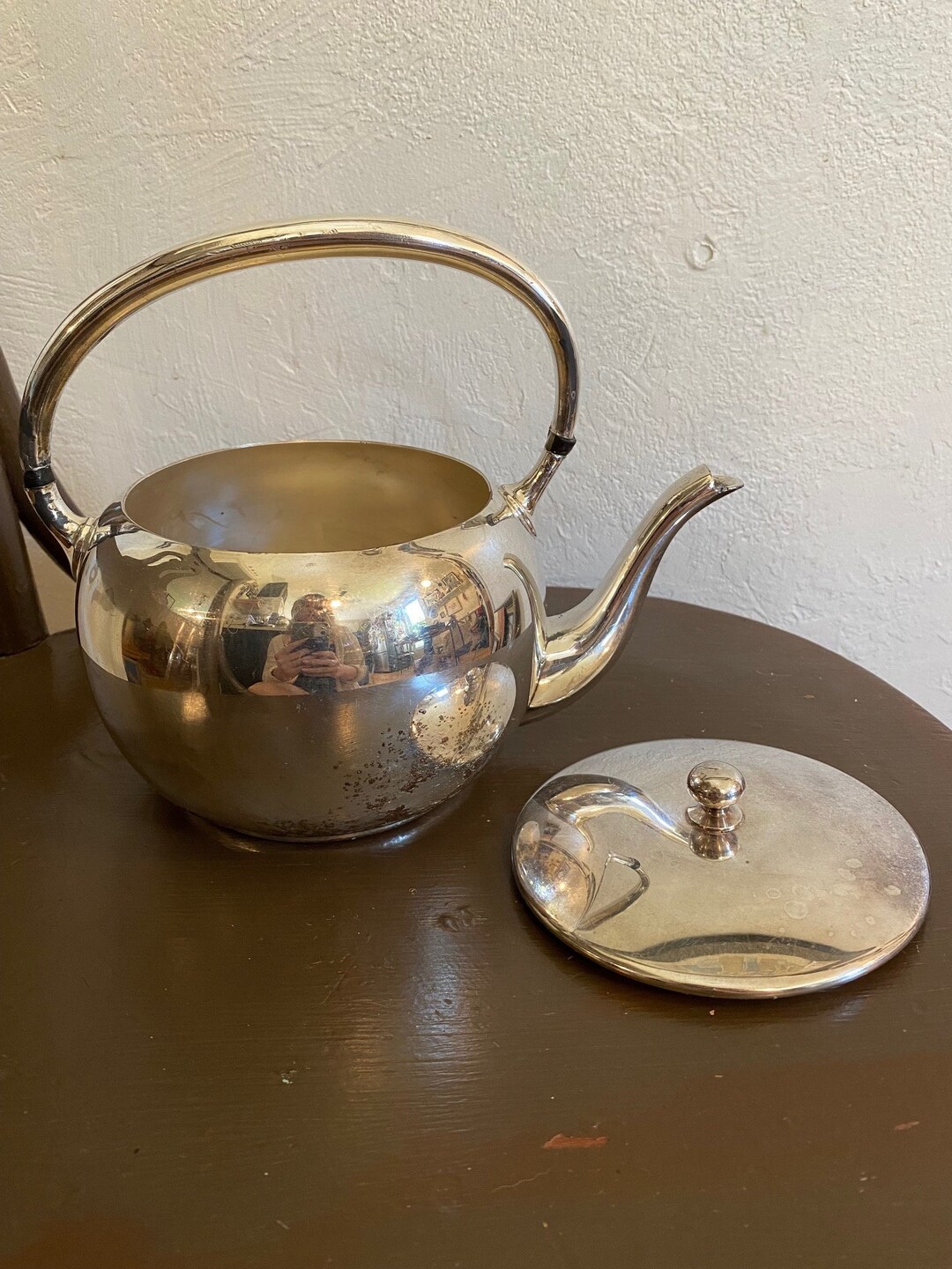 Silver Tea Pot. Vintage Distressed Metal Tea Pot. Silver Coffee Pot ...