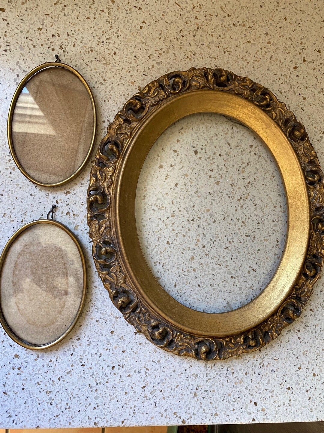 3 Old Oval Gold Frames. Vintage Victorian Distress Frames. Metal/wood ...