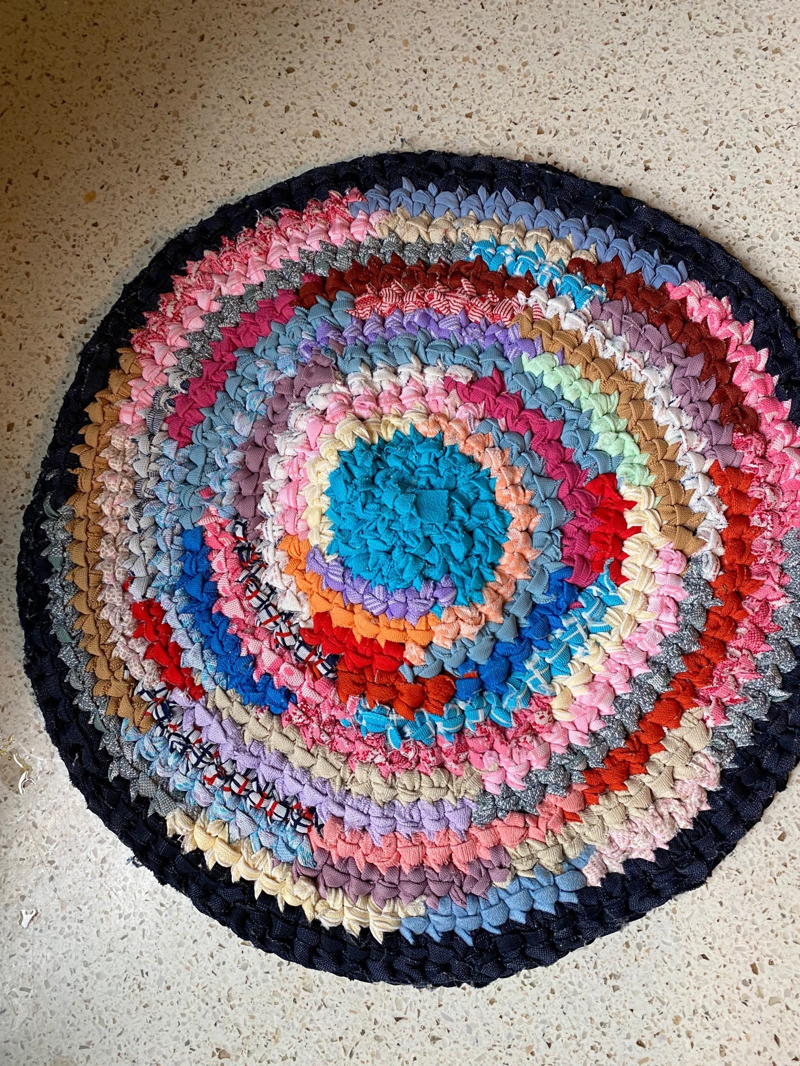 Colorful Rag Rug. Hand Crocheted Polyester Fabrics. 18 Inch - Etsy
