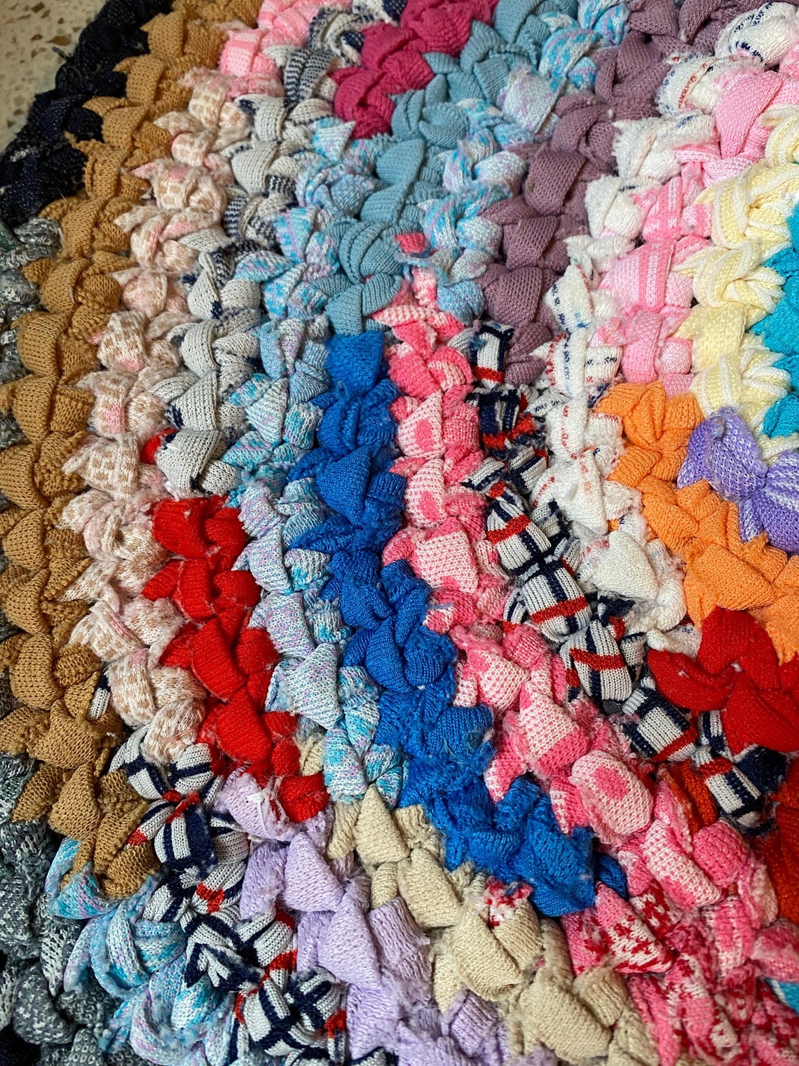 Colorful Rag Rug. Hand Crocheted Polyester Fabrics. 18 Inch - Etsy