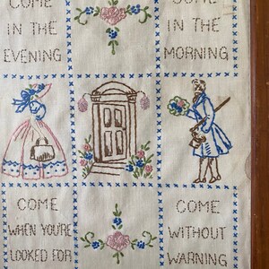 Framed Welcome Decor. Framed Victorian Embroidery. Vintage - Etsy