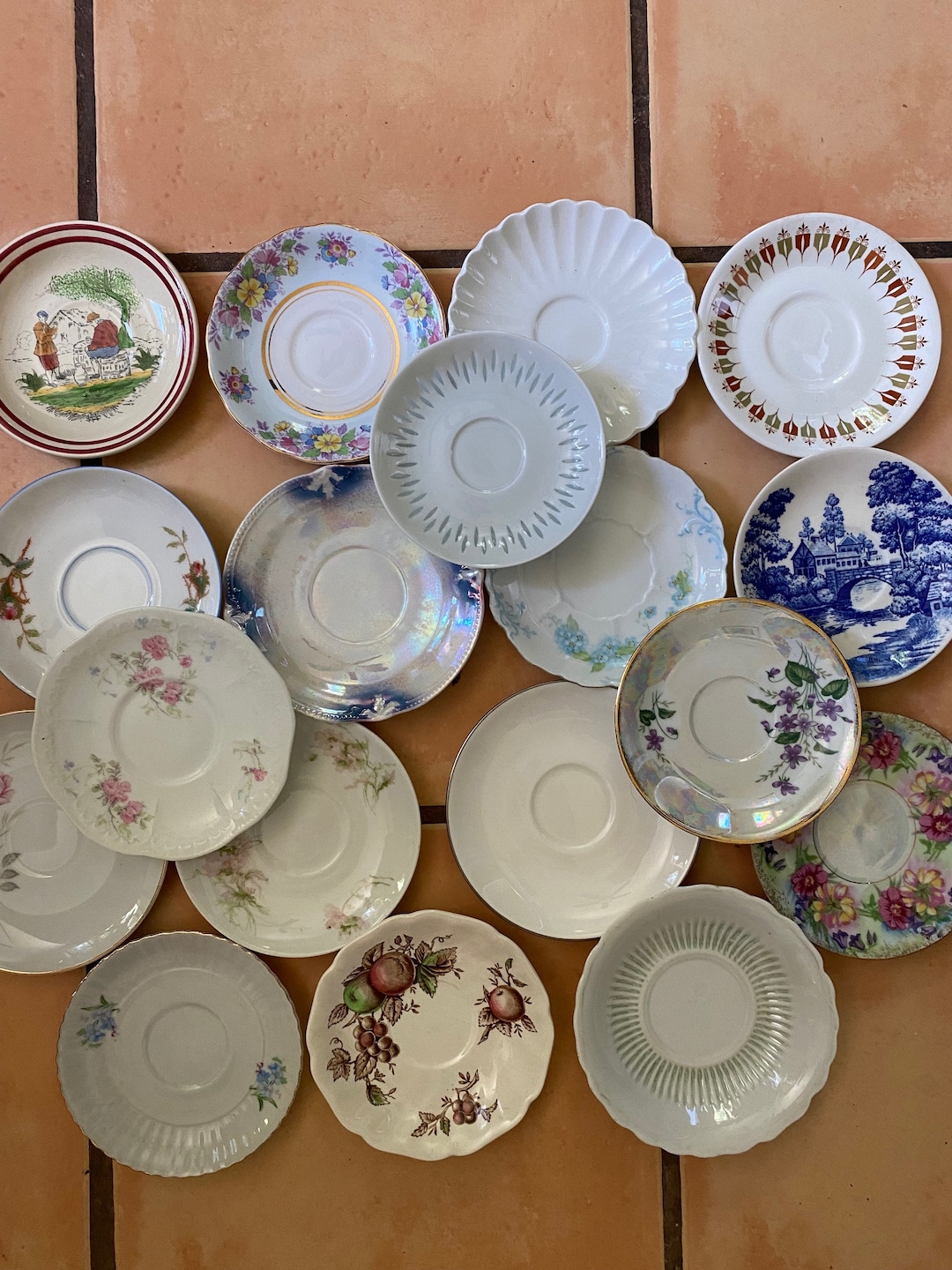8 Saucers. Mix Match Wall Saucers. Assorted Vintage Saucers. Sold in ...