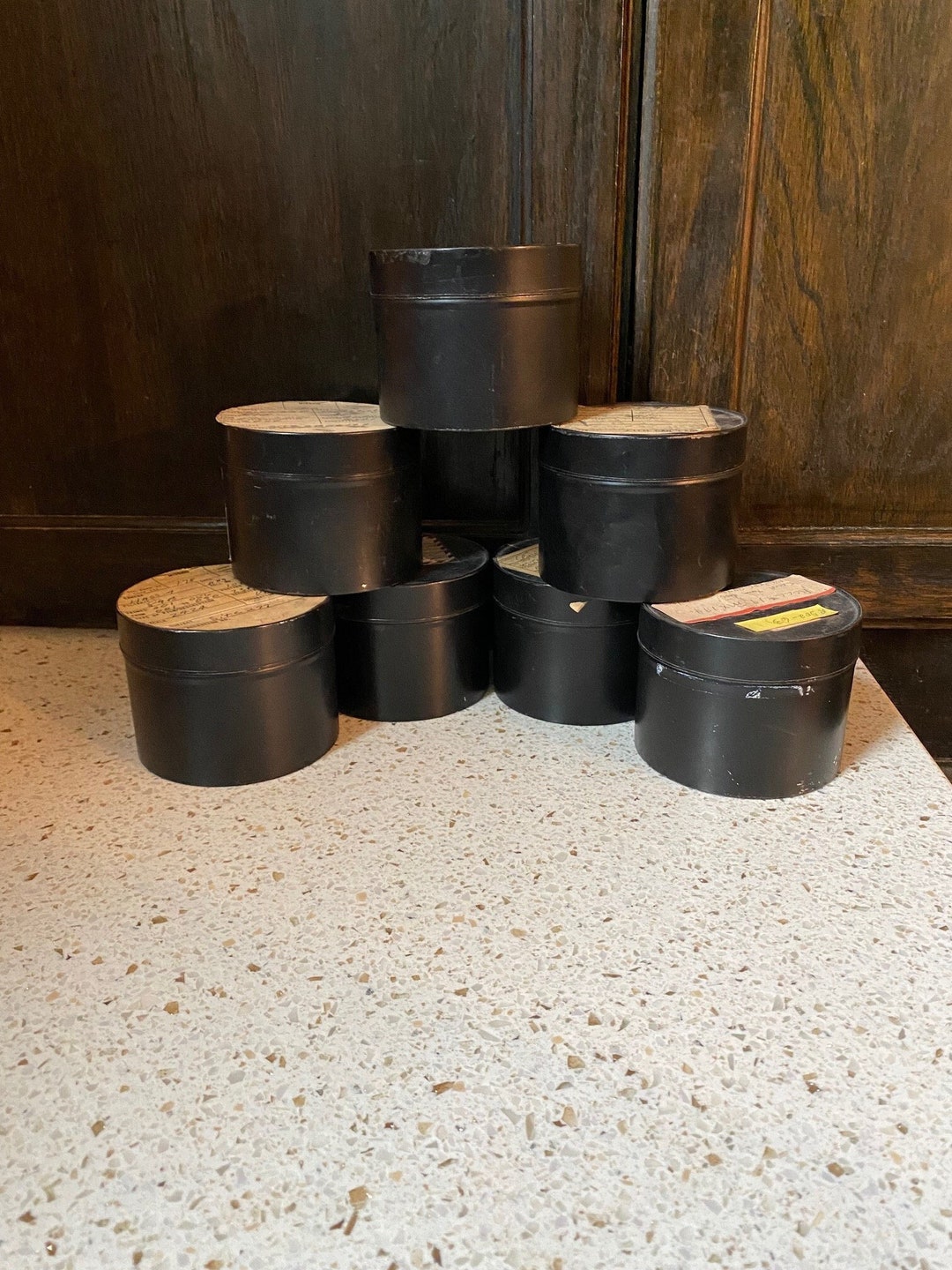 Black Metal Film Canister. Vintage Small Black Metal Container. Round ...