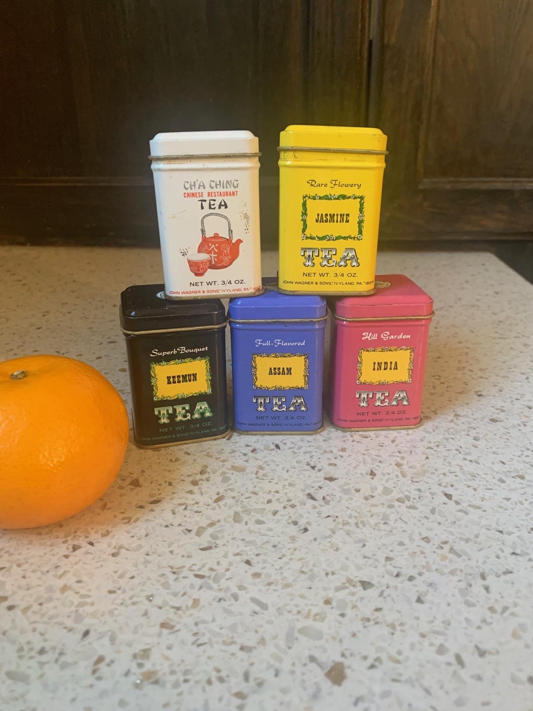 5 Wagner Tea Tins. Small John Wagner Tins. Collectible Tea Tins. Cha ...