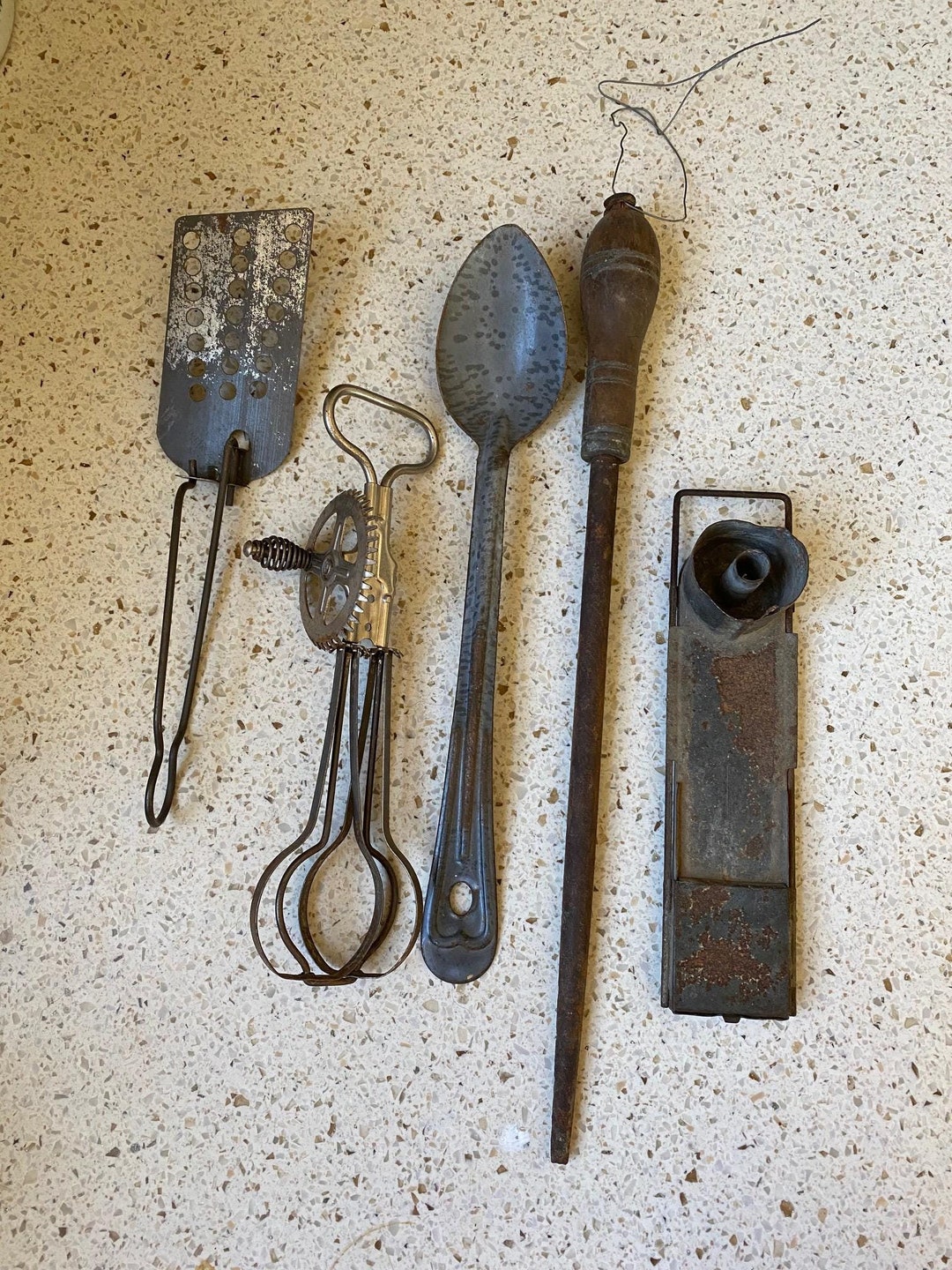 Old Kitchen Utensil. Worn Metal Utensils. Old Kitchen Gadgets/tools ...