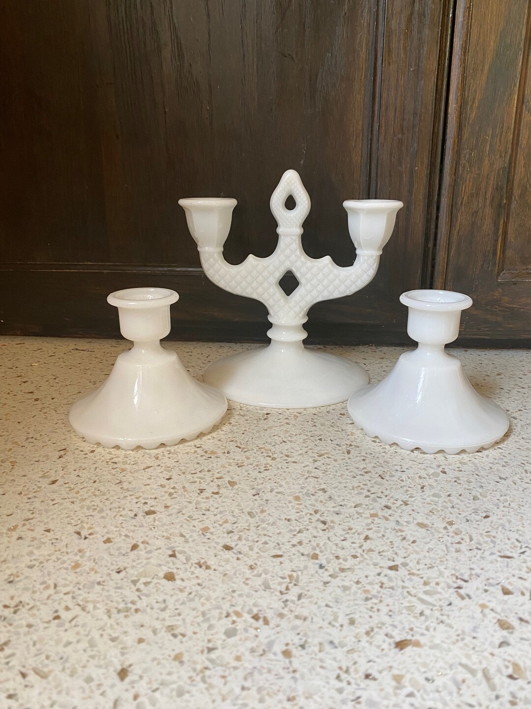 3 Milk Glass Candlesticks. Vintage Milk Glass Decor. Small - Etsy