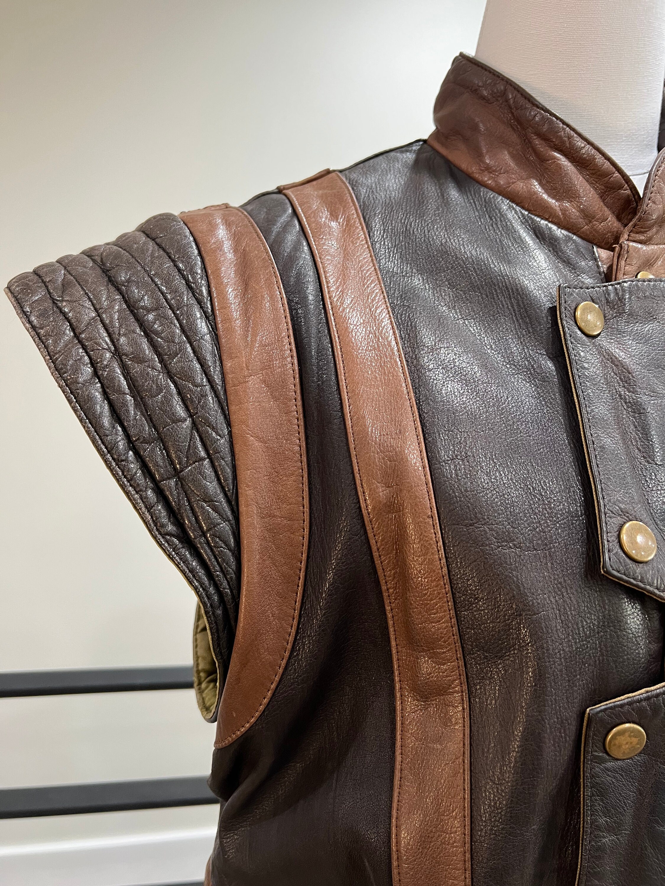 1980s New Wave Mens Brown Leather Vest - Etsy