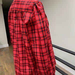 Red & Black Plaid Check Blouse W Tie. - Etsy