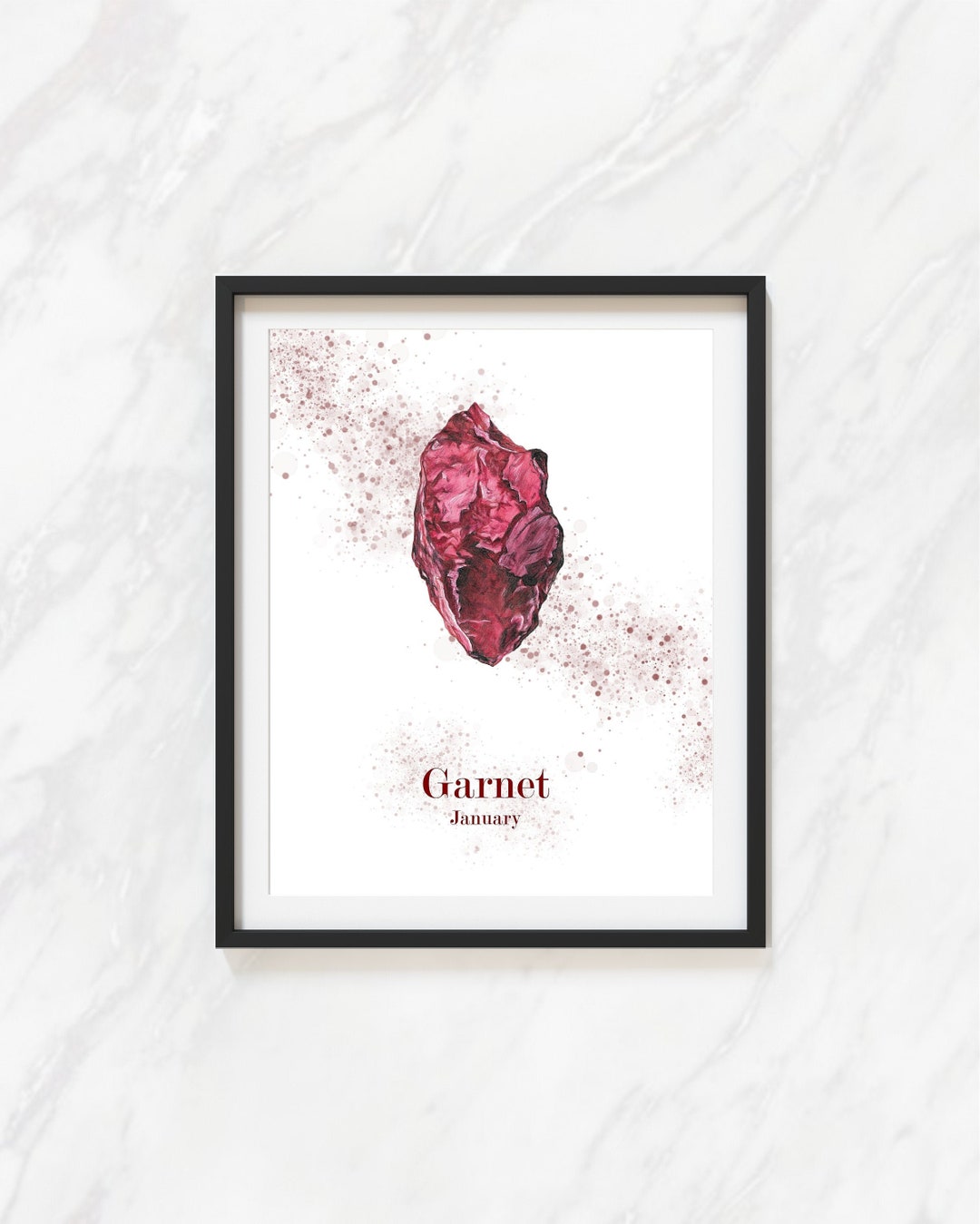 January Birthstone Garnet Art Print Personalised Birthday Gemstone Gift ...