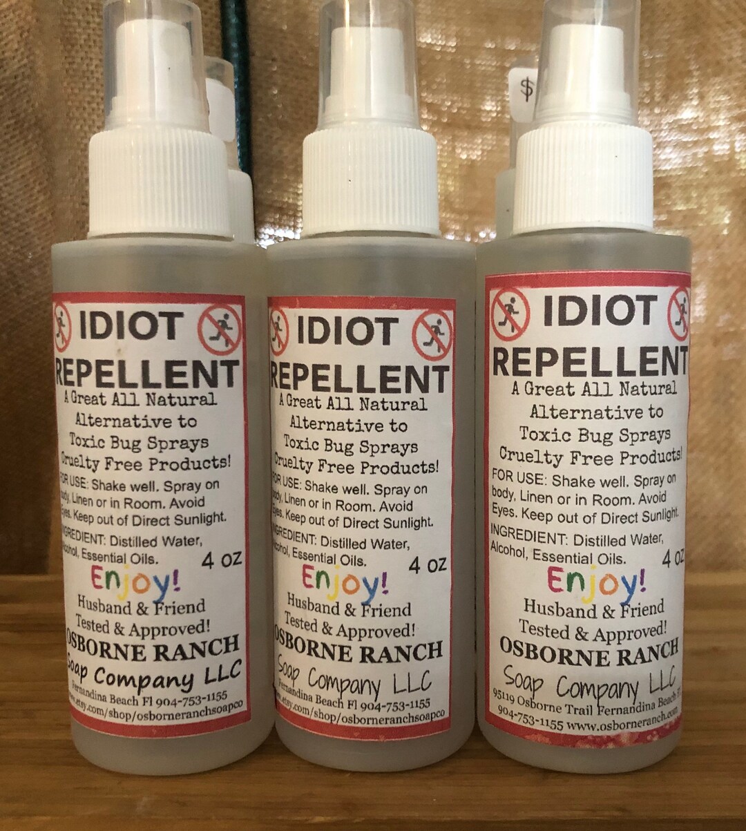 IDIOT REPELLENT All Natural Bug Repellent, Spray Repellent, Fun Gift ...