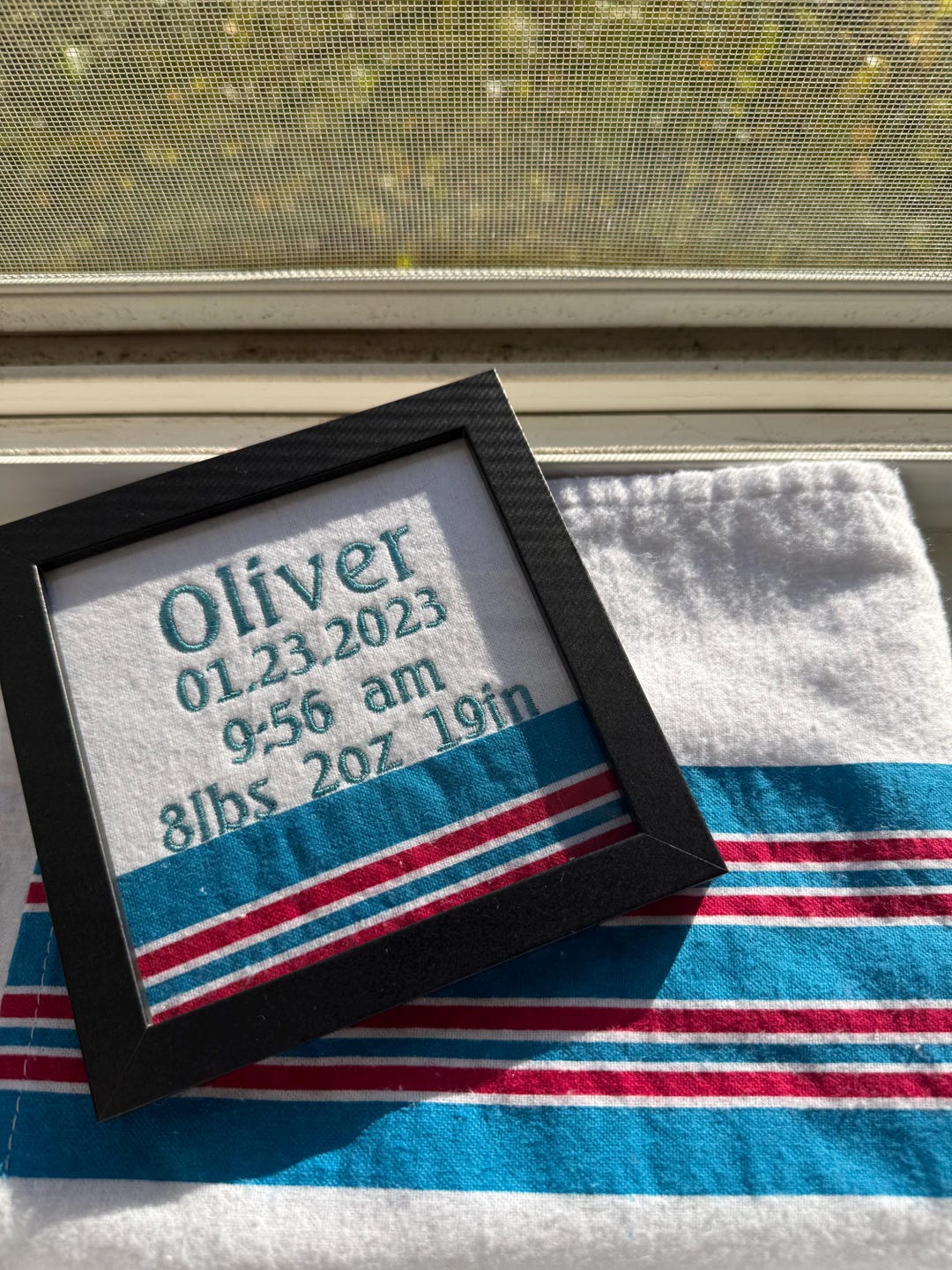 Custom Embroidered Birth Stat Frame – Baby Keepsake Memory Gift - Etsy