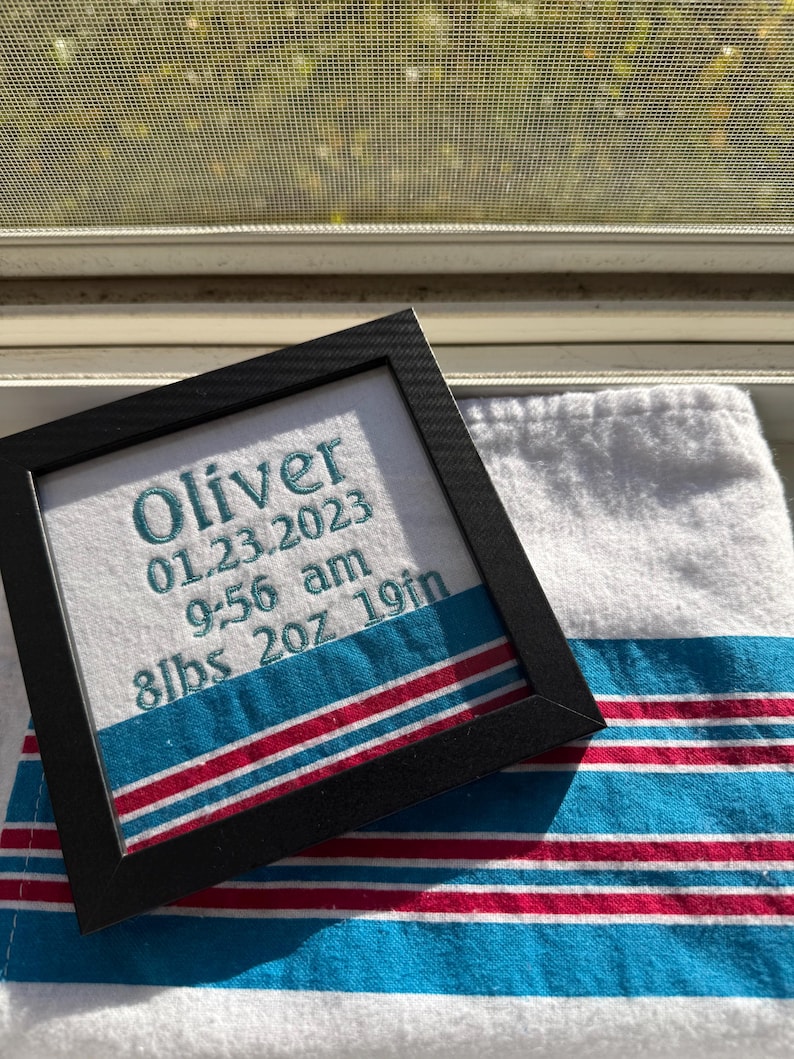 Custom Embroidered Birth Stat Frame – Baby Keepsake Memory Gift - Etsy