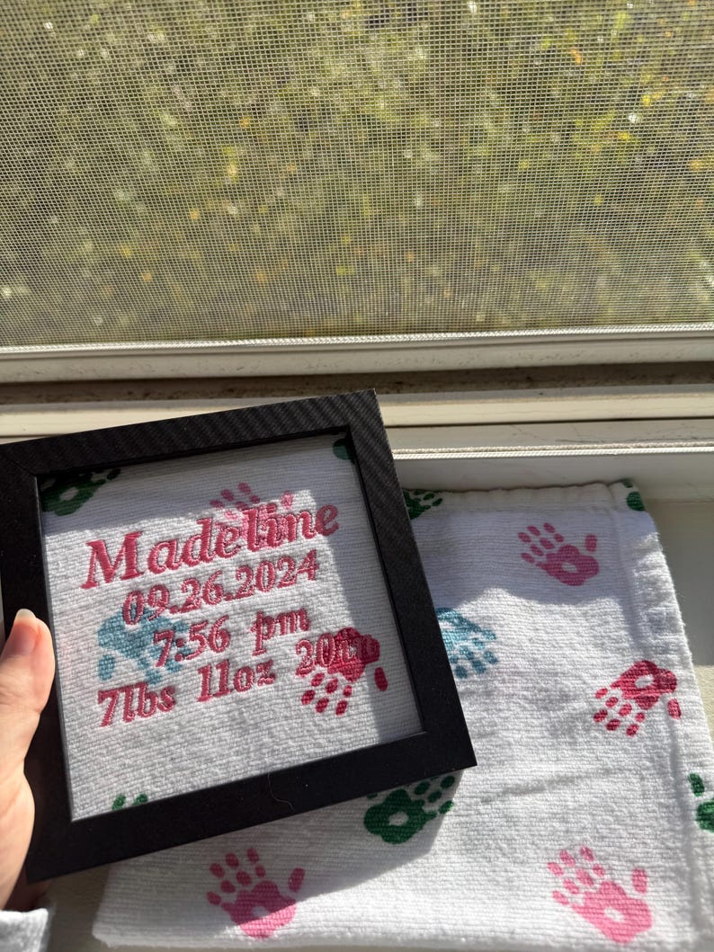 Custom Embroidered Birth Stat Frame – Baby Keepsake Memory Gift - Etsy