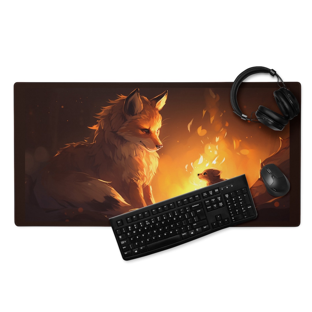 Kitsune Fox Demon Desk Mat Gaming Mouse Pad Gift for Anime - Etsy