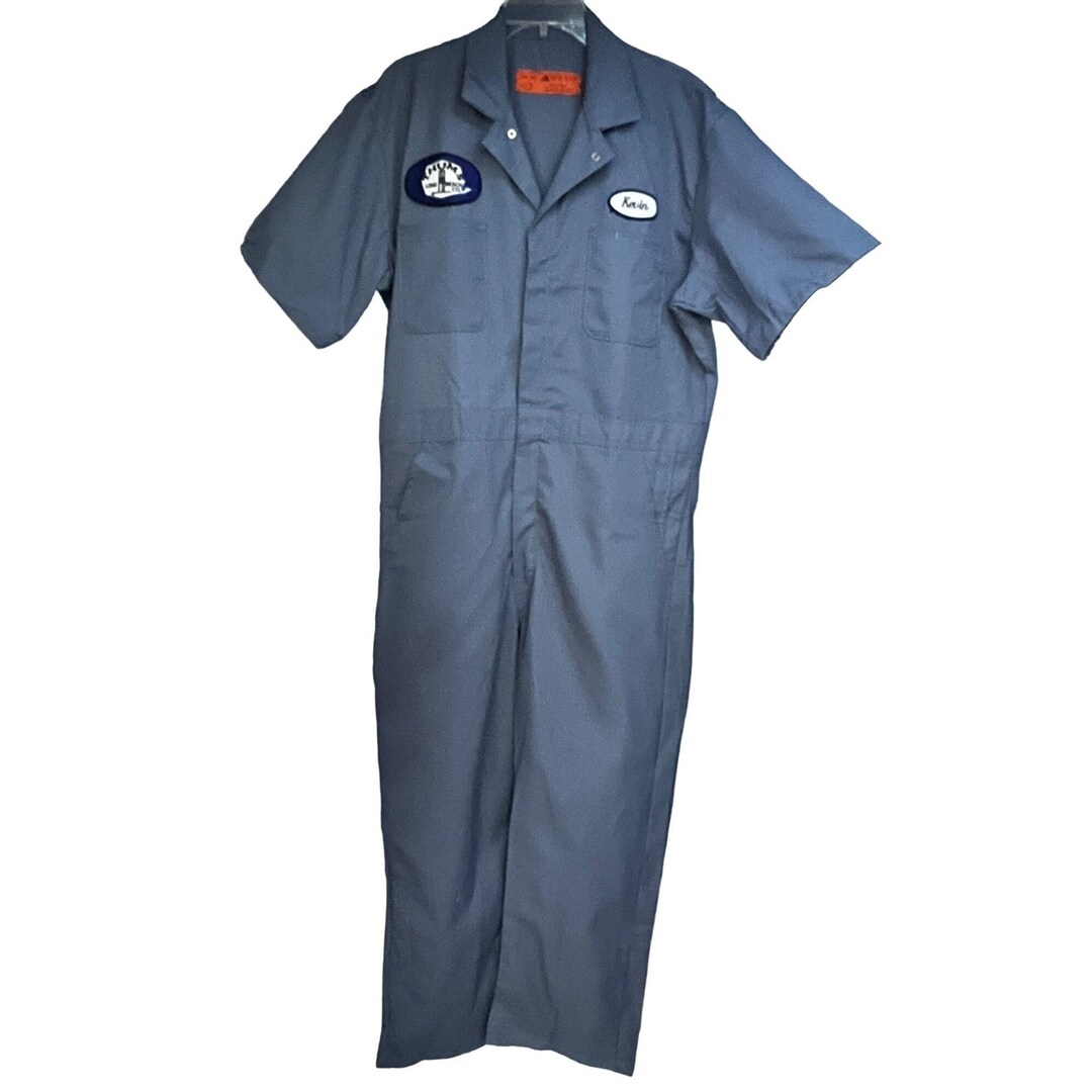 Red Kap Blue Zip Front Mechanic Garage Cargo Uniform Work Coveralls ...