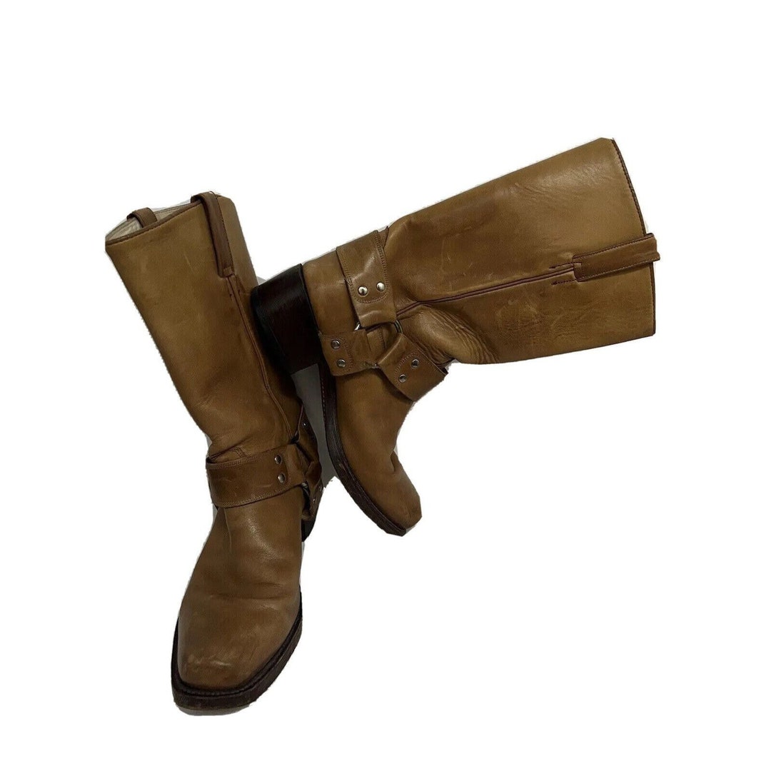 Tony Mora Motorcycle Biker Harness Boots US 8 Pull on Brown Calf ...