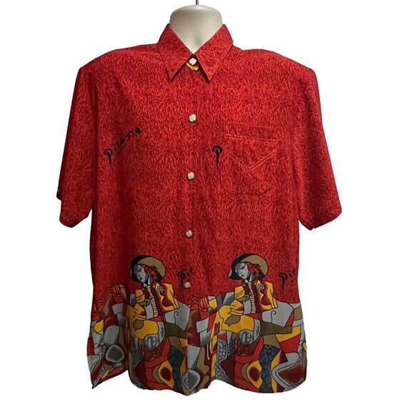 Pablo Picasso Womens Pop Art Print Button Front Camp … - Gem