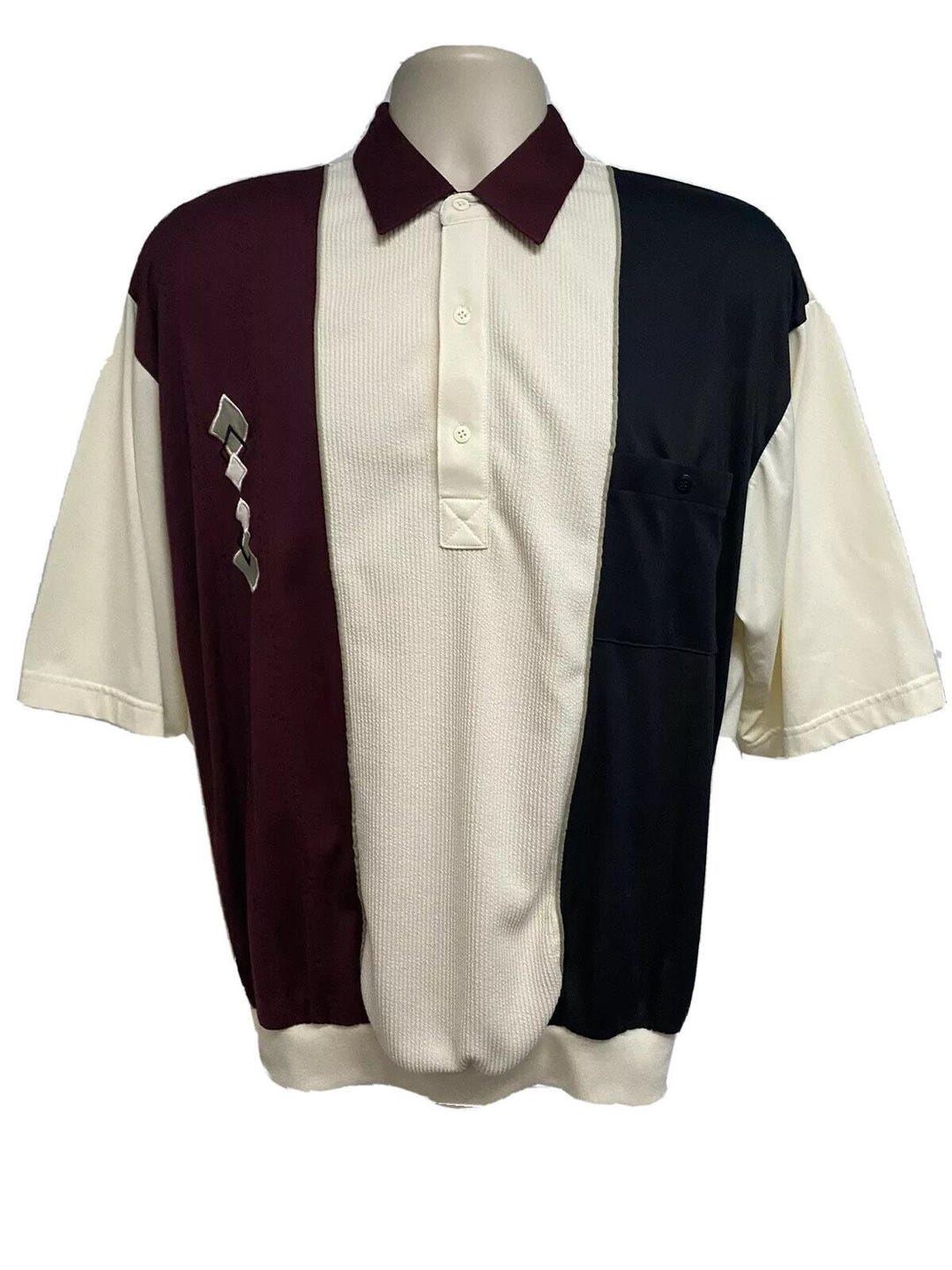 Classics Palmland Beige Black Colorblock Vintage Pullover Shirt Mens ...