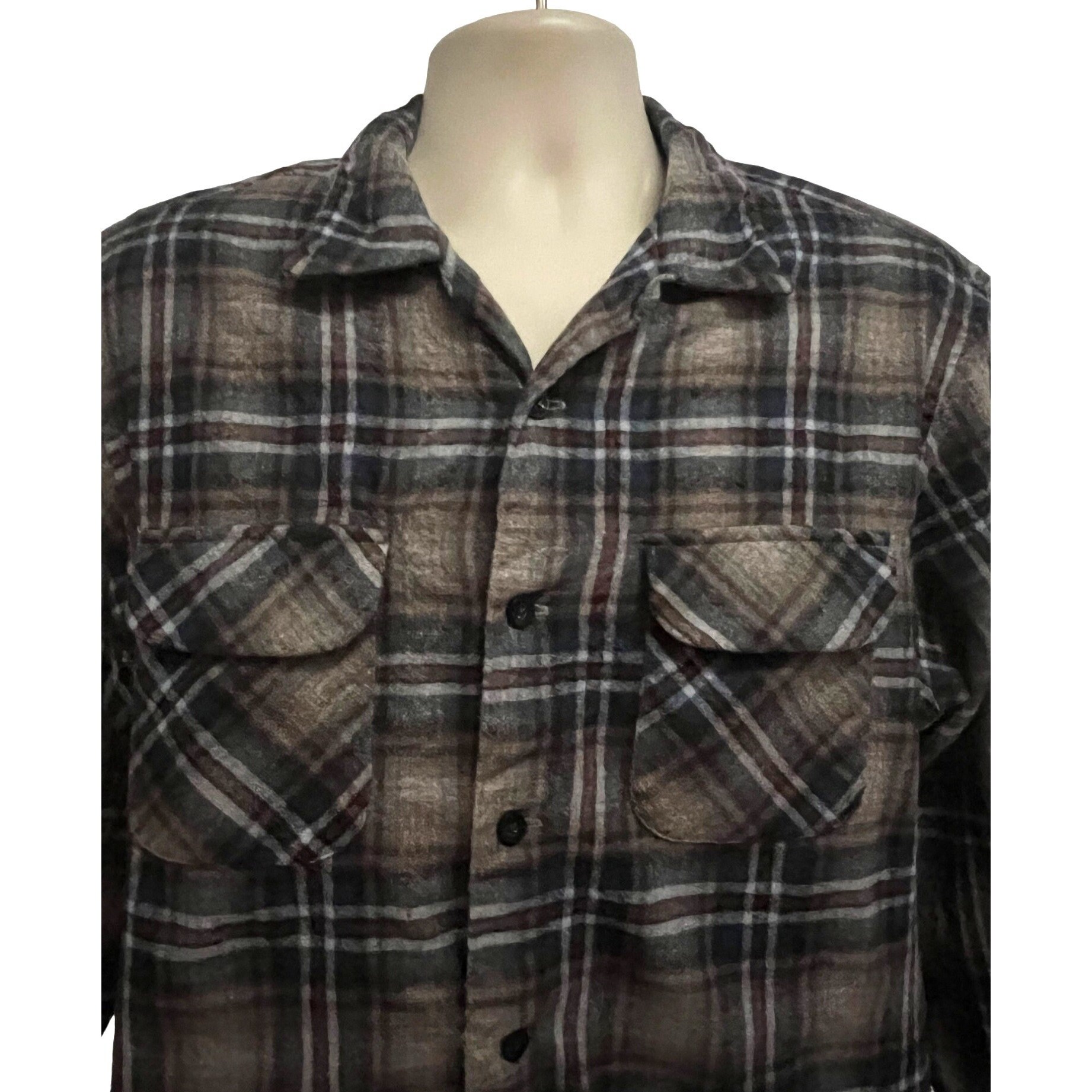 Pendleton Vintage Virgin Wool Plaid Button up Board Shirt XL Flap ...