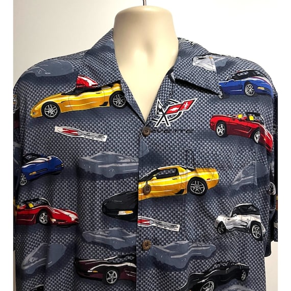 GM David Carey Corvette Stingray Blue Button Up Shirt… - Gem