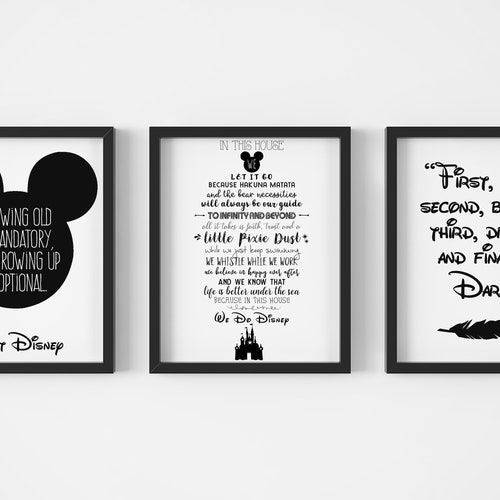 Walt Disney Mickey Mouse Quote ART PRINT Nursery Gift Wall | Etsy UK