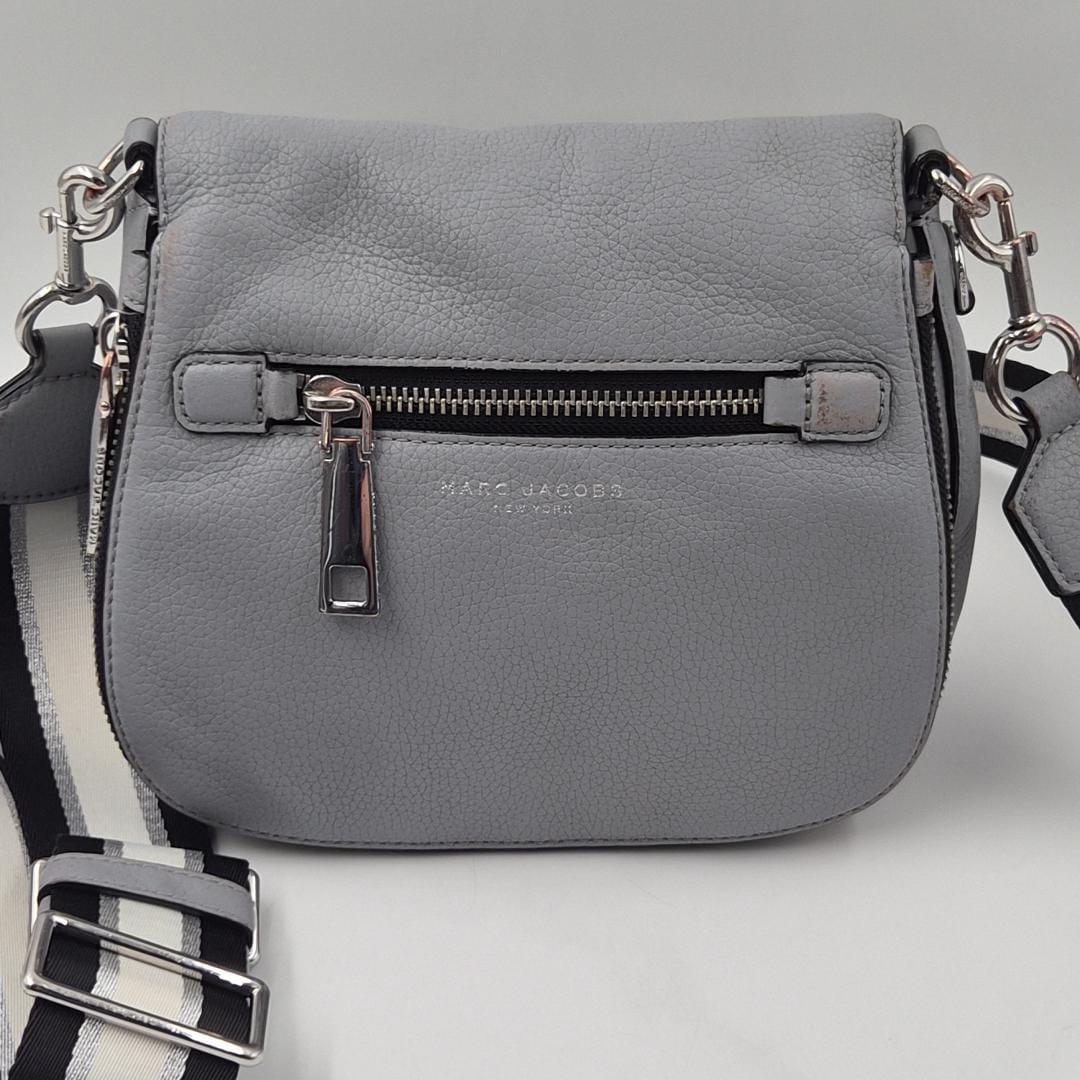 Marc Jacobs Recruit Gotham Nomad Leather Rock Grey Black Bag Purse ...