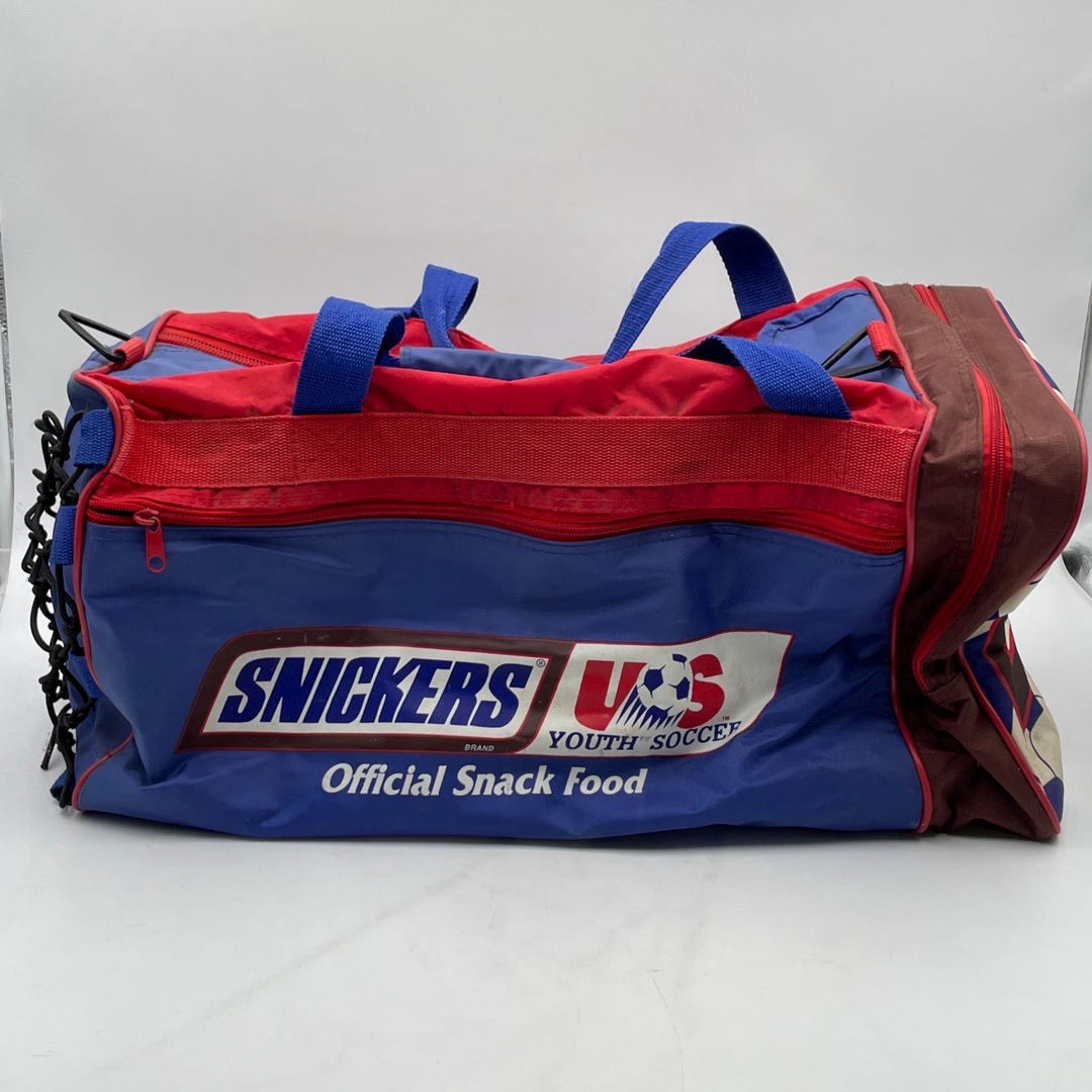 Large Vintage Snickers Duffel Gym Bag Snickers Collectible Youth Soccer ...