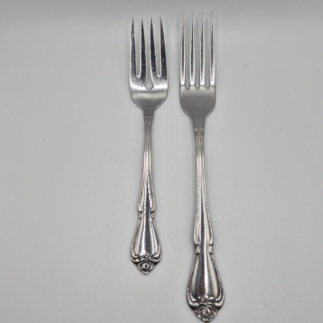 Oneida Arbor True Rose USA Floral Stainless Flatware Dinner Salad Fork ...