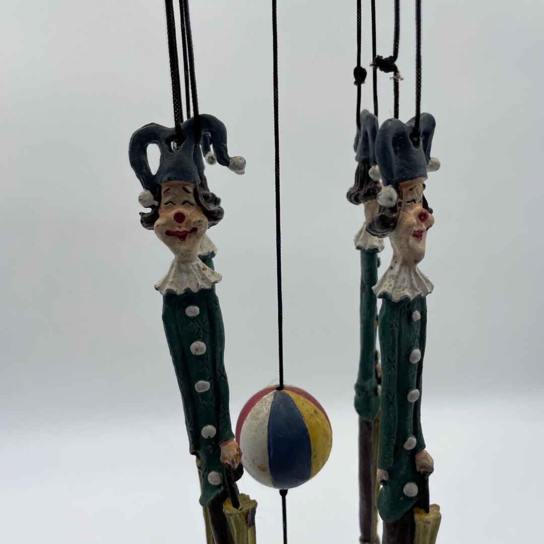 Vintage Cast Iron Jester Clown Wind Chimes Decor Retro Hanging ...
