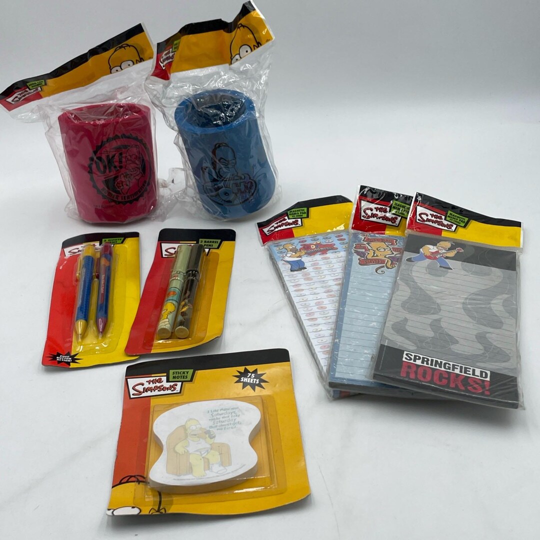 Lot of 8 the Simpsons Collectibles New NOS Notepad Sticky Notes Pens ...