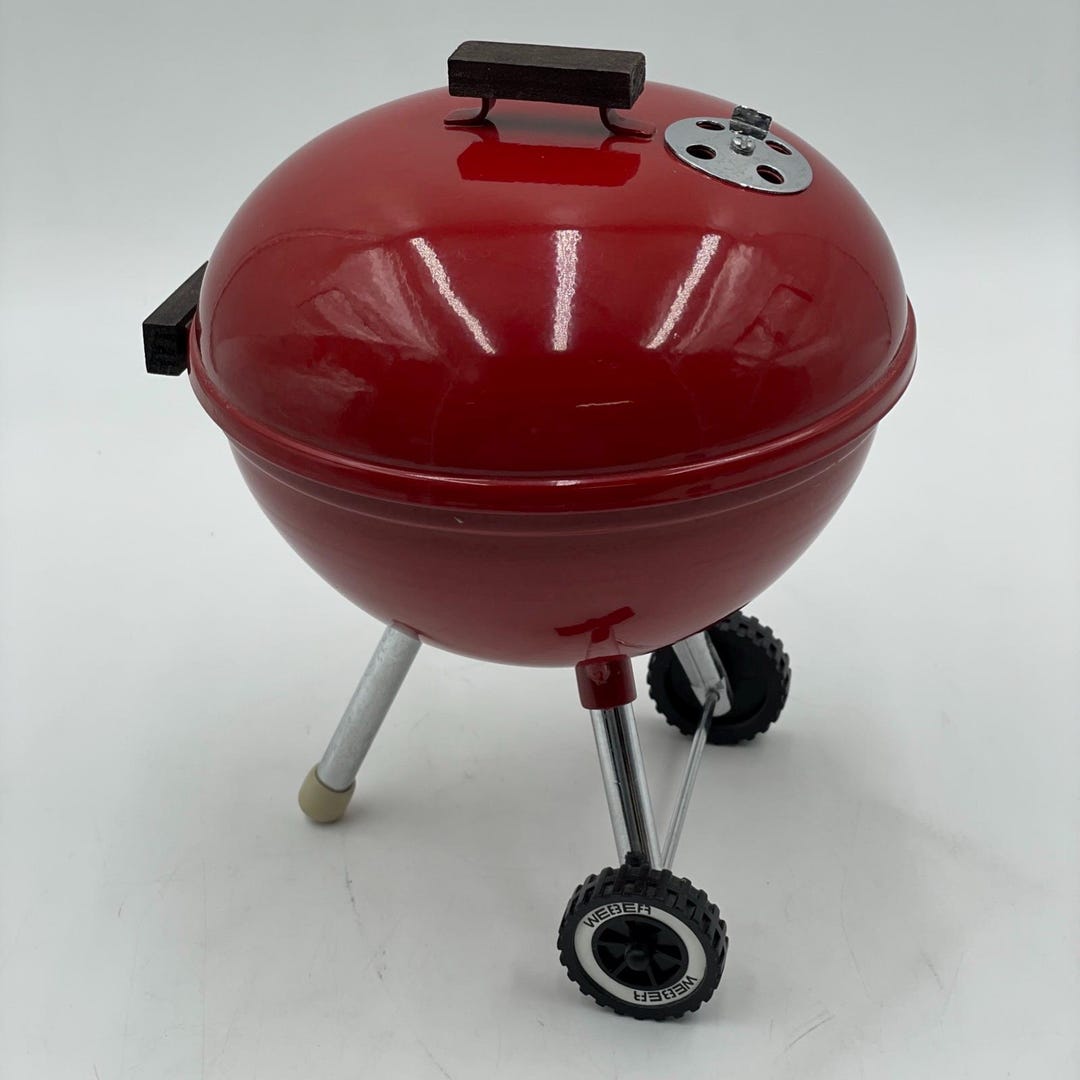 VTG Red Weber Smoker Teleflora BBQ Mini Miniature Grill With Lid Grate ...