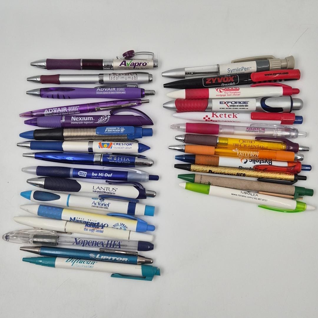 28 VTG Pharmaceutical Drug Rep Pen Y2K Rare Flexeril Metal Lipitor ...