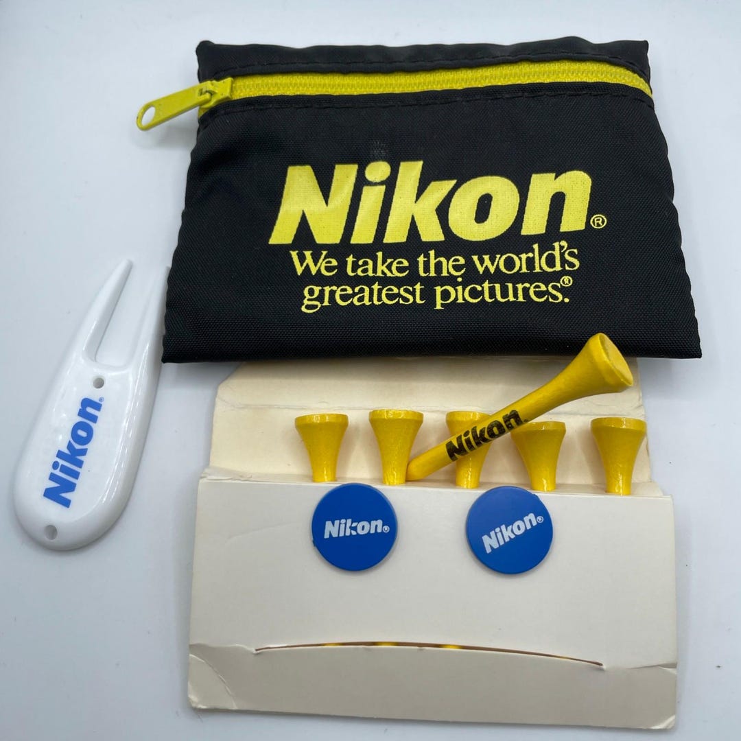 Vintage Nikon Golf Set Advertisement 6 Tees Ball Markers Divet Repair ...