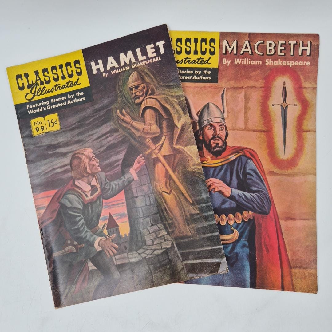 2 VTG 50s Classics Illustrated Comics Hamlet Macbeth Shakespeare No. 99 ...