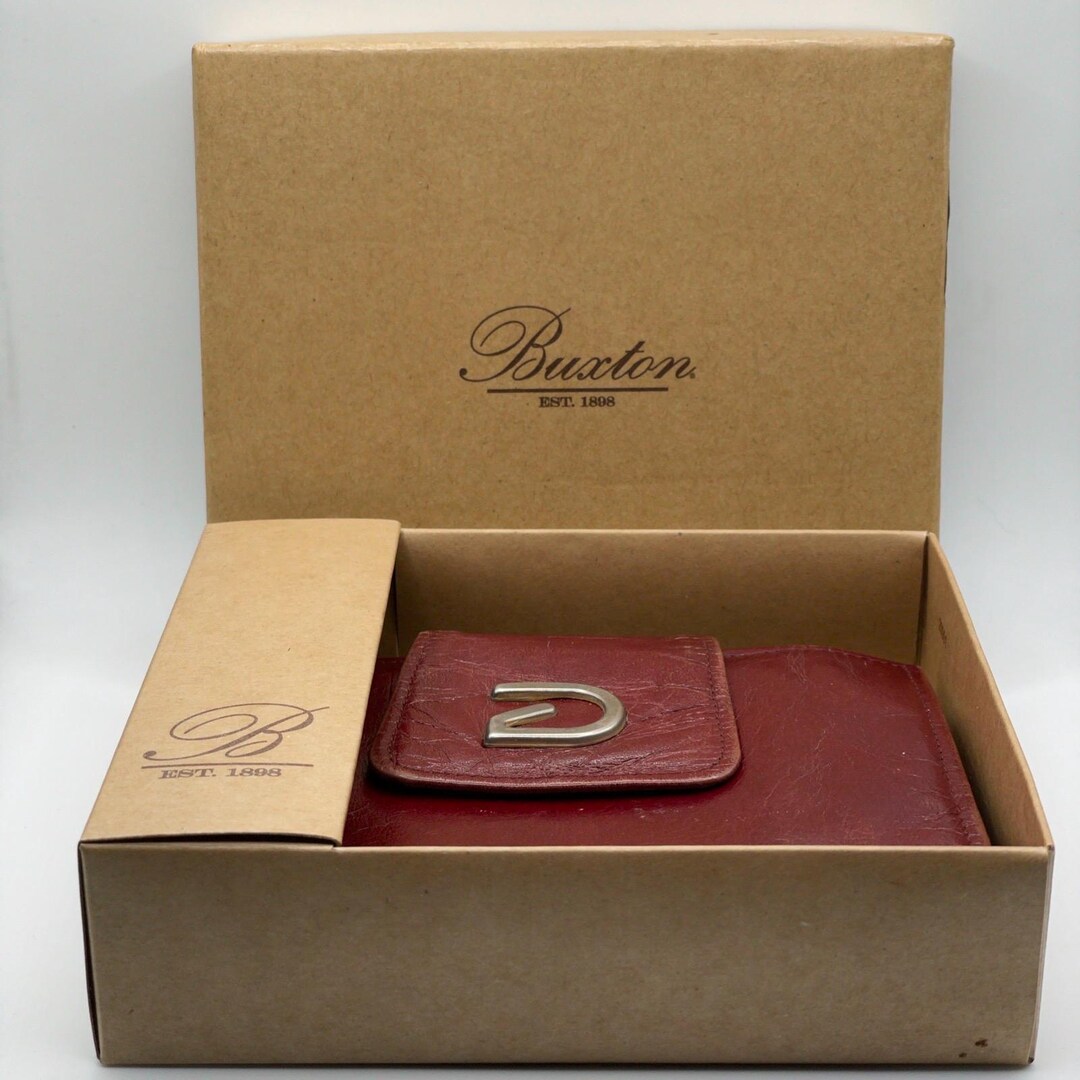 Vintage Red Leather Buxton Continental Clutch 28 Wallet With Box Button ...