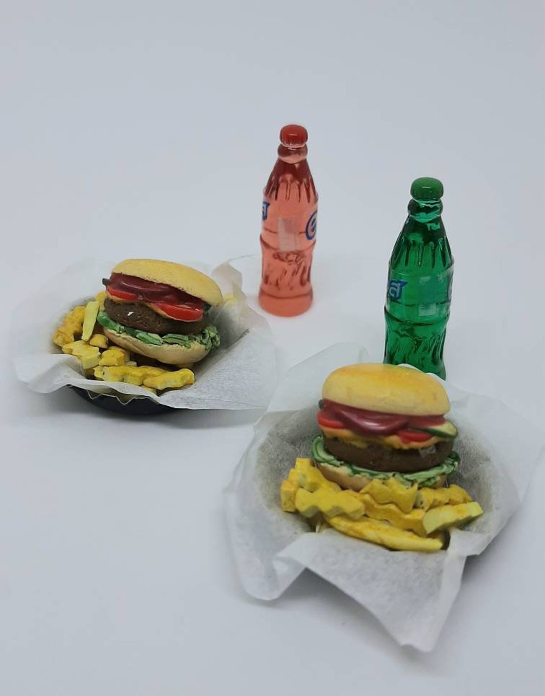 Set of Dollhouse Burger Meals With Drinks, 1:6 Scale - Etsy