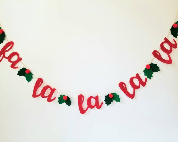 Fa La La La La Holly Felt Christmas Garland Banner Bunting - Etsy