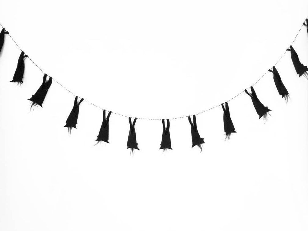 Mini Halloween Bats Garland Banner Bunting | Felt Hanging Sleeping Bats ...