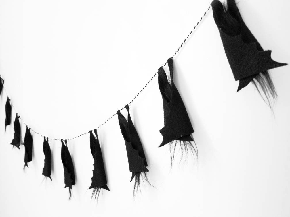 Mini Halloween Bats Garland Banner Bunting Felt Hanging | Etsy