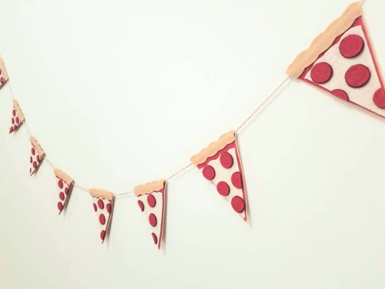 Felt Pizza Garland Banner Bunting Mantel Decoration Party - Etsy