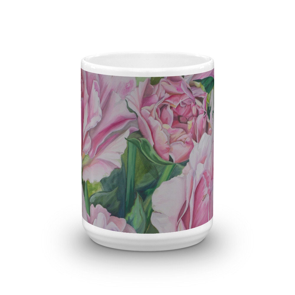 Pink Floral MUG Watercolor Painting on Coffee Mug - Etsy