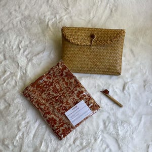 Gift Set of Hand-dyed Batik Robe Kimono, Handwoven Pouch and Canting ...